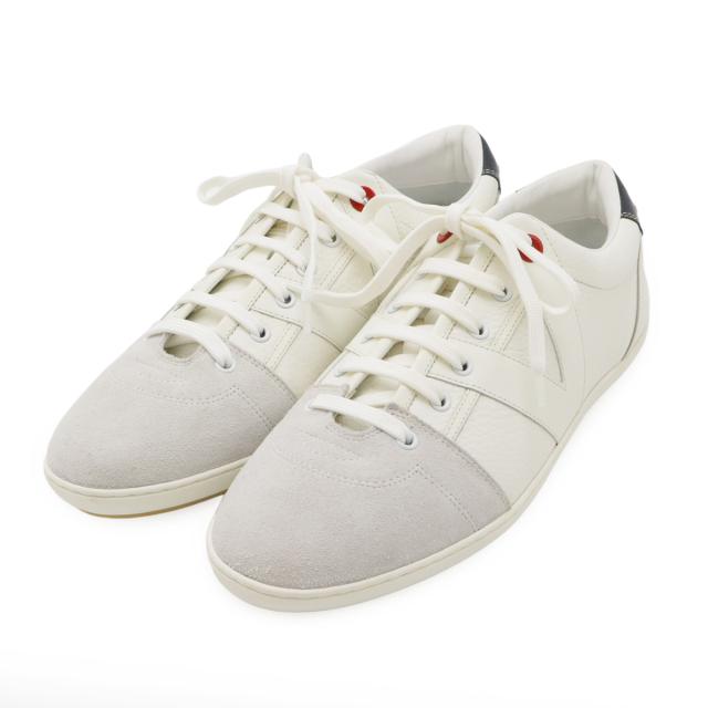 LOUIS VUITTON ルイ ヴィトン Vライン スニーカー 靴 シューズ ローカット レザー スエード ホワイト 白 グレー #6 1/2 日本サイズ約25.5cm