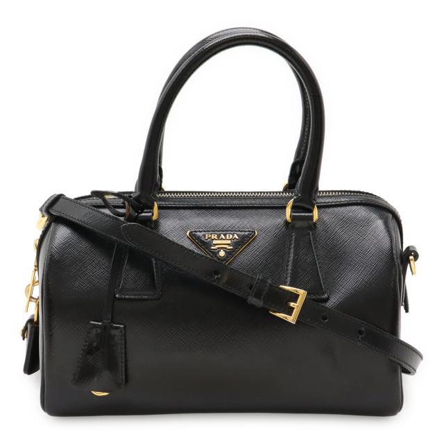 PRADA プラダ SAFFIANO サフィアーノ ハンドバッグ ミニボストンバッグ 2WAY ショルダーバッグ 斜め掛け レザー ブラック 黒 ゴールド金具 BL845Y