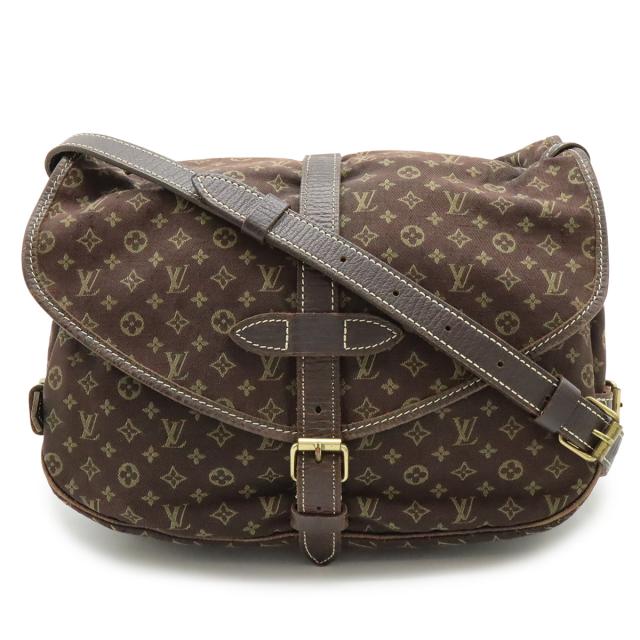 LOUIS VUITTON ルイ ヴィトン モノグラムミニラン ソミュール30 ショルダーバッグ 斜め掛け キャンバス レザー エベヌ 茶 ブラウン M95227