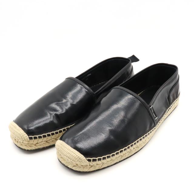 JIMMY CHOO ジミー チュウ ジミーチュウ エスパドリーユ シューズ コーティングキャンバス レザー ブラック メンズ #43 日本サイズ28cm