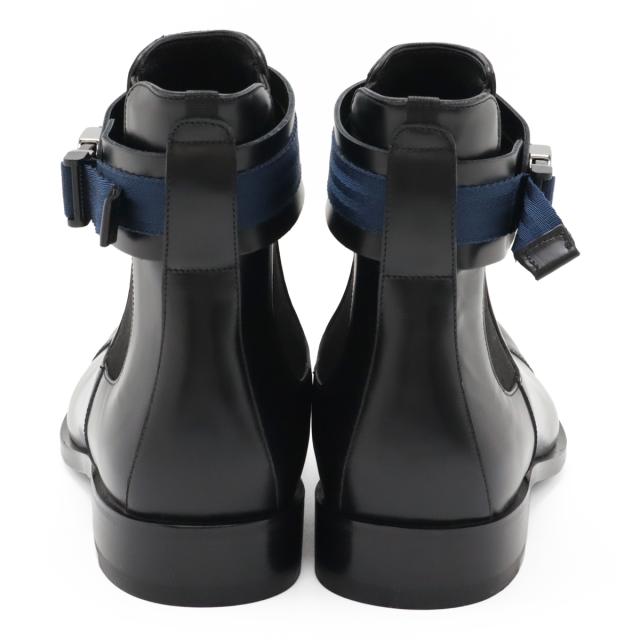 LOUIS VUITTON ルイ ヴィトン アンクルベルト サイドゴア ショートブーツ メンズ ブラック 黒 ブルー 青 #8 1/2 27.5cm