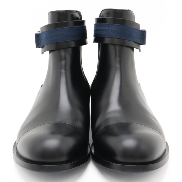 LOUIS VUITTON ルイ ヴィトン アンクルベルト サイドゴア ショートブーツ メンズ ブラック 黒 ブルー 青 #8 1/2 27.5cm