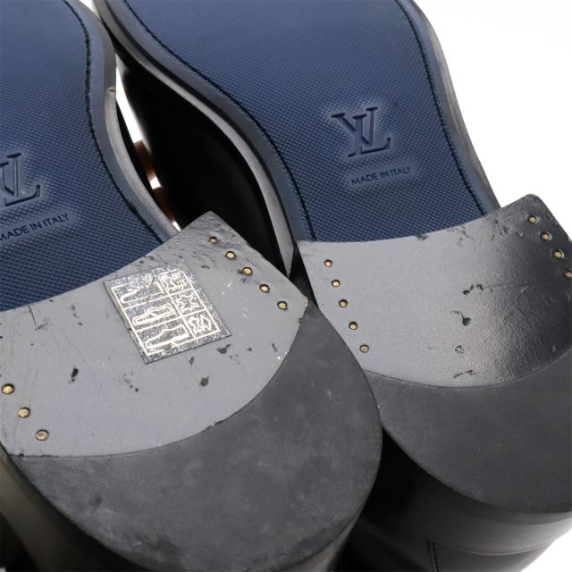 LOUIS VUITTON ルイ ヴィトン アンクルベルト サイドゴア ショートブーツ メンズ ブラック 黒 ブルー 青 #8 1/2 27.5cm