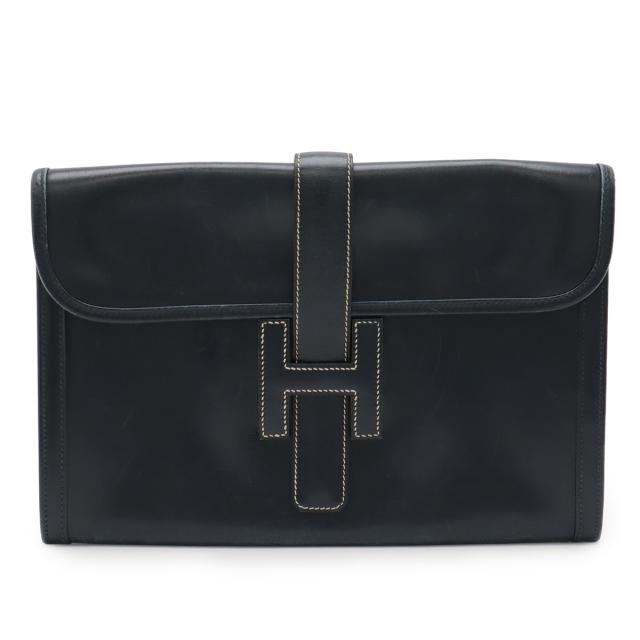 HERMES エルメス ジジェPM セカンドバッグ クラッチバッグ ビジネスバッグ レザー ダークネイビー 濃紺 ○K刻印