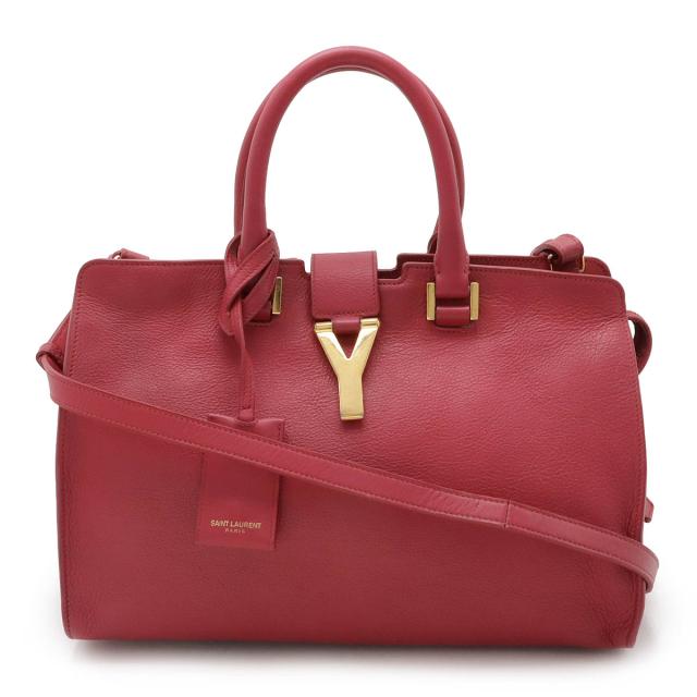 SAINT LAURENT PARIS サン ローラン パリ YSL イブサンローラン Yライン プチカバス ハンドバッグ 2WAY ショルダー レザー フューシャ 311210
