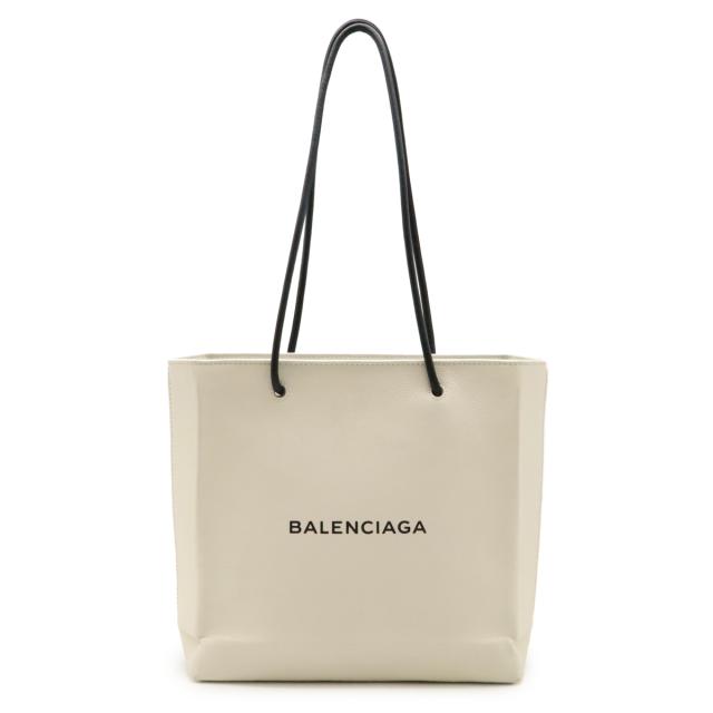 BALENCIAGA バレンシアガ ショッピングトート トートバッグ ミディアム ロゴ ショルダーバッグ レザー アイボリー 白 ブラック 黒 491660