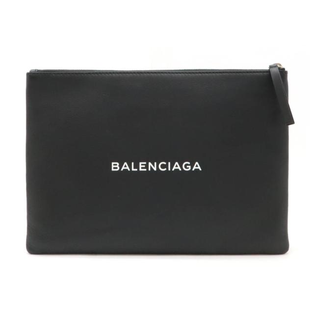 BALENCIAGA バレンシアガ ロゴ ショッピング クリップM クラッチバッグ セカンドバッグ レザー ブラック 黒 シルバー金具 485110