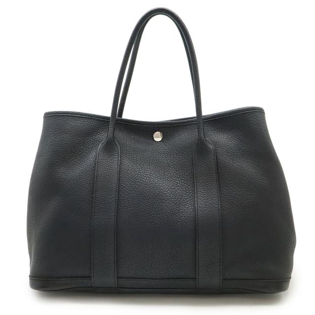 HERMES エルメス ガーデンパーティPM 36 トートバッグ ハンドバッグ ネゴンダ レザー ブラック シルバー金具 □O刻印