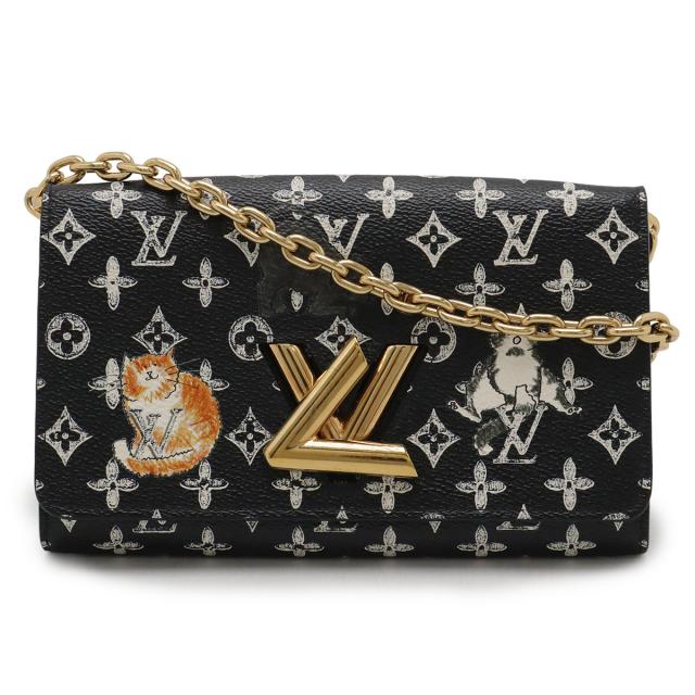 LOUIS VUITTON ルイ ヴィトン キャットグラム ポルトフォイユ ツイストチェーン チェーンウォレット ショルダーバッグ ブラック 黒 M63888