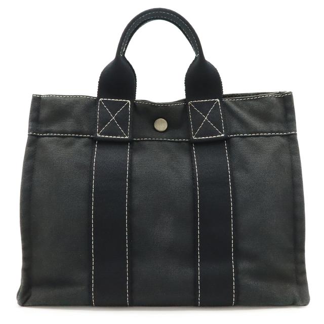 HERMES エルメス ドーヴィルPM トートバッグ ハンドバッグ キャンバス ブラック 黒 シルバー金具