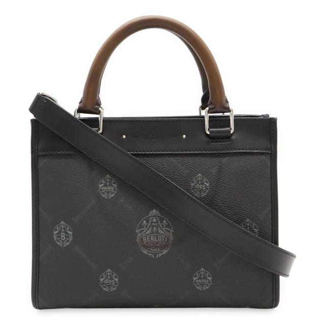 Berluti ベルルッティ ウリス ガリバー ハンドバッグ 2WAY ショルダーバッグ 斜め掛け シグネチャーキャンバス ブラック 黒 ブラウン 茶