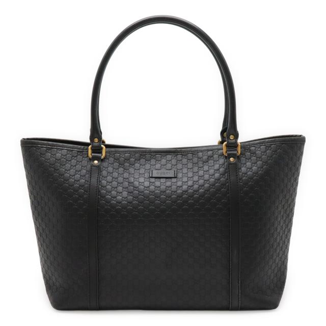 GUCCI グッチ マイクログッチシマ トートバッグ ショルダーバッグ セミショルダー 肩掛け レザー ブラック 黒 ゴールド金具 アウトレット品 449647