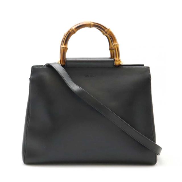 GUCCI グッチ ニムフェア バンブー トップハンドルバッグ ハンドバッグ 2WAY ショルダーバッグ 斜め掛け レザー フェイクパール ブラック 黒 453766