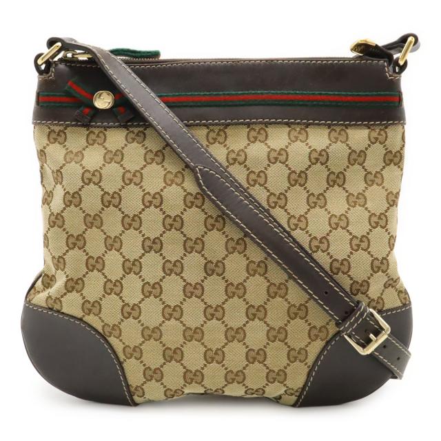 GUCCI グッチ GGキャンバス メイフェア リボン ショルダーバッグ 斜め掛け カーキベージュ ダークブラウン 257065