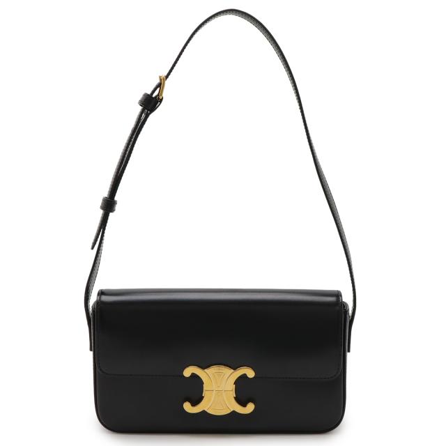 CELINE セリーヌ トリオンフ クロード ショルダーバッグ ワンショルダー セミショルダー 肩掛け レザー ブラック 黒 ゴールド金具 194143BF4