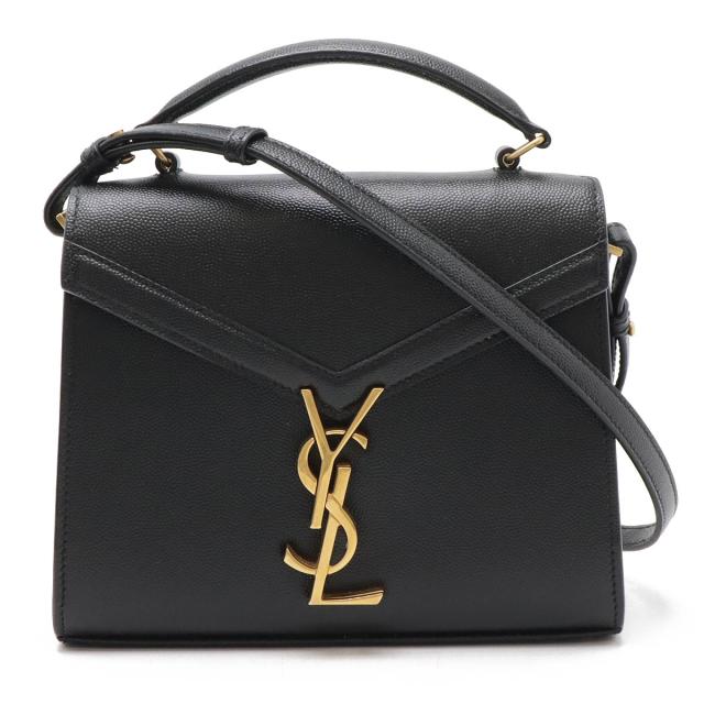 SAINT LAURENT PARIS サン ローラン パリ YSL イブサンローラン カサンドラ トップハンドル ハンドバッグ 2WAY ショルダー レザー ブラック 黒 623930