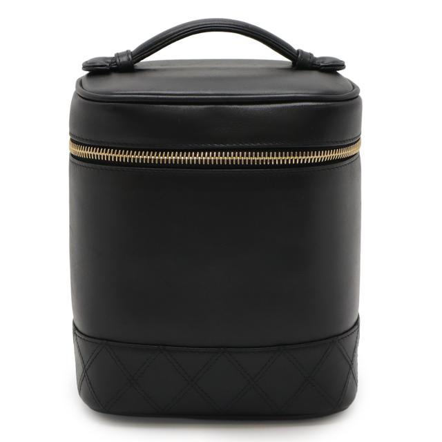 CHANEL シャネル ビコローレ ココマーク バニティバッグ ハンドバッグ 化粧ポーチ コスメポーチ レザー ブラック 黒 ゴールド金具 A01619