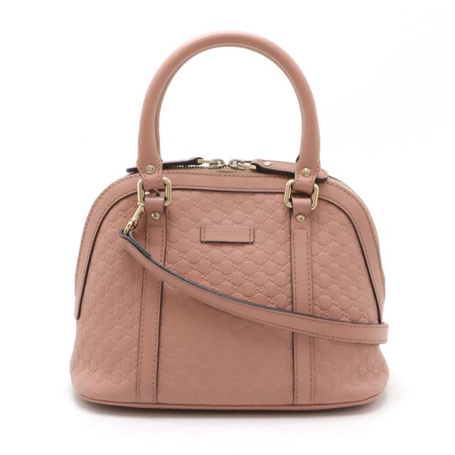 GUCCI グッチ マイクログッチシマ ハンドバッグ ミニバッグ 2WAY ショルダーバッグ レザー ピンク ゴールド金具 アウトレット品 449654