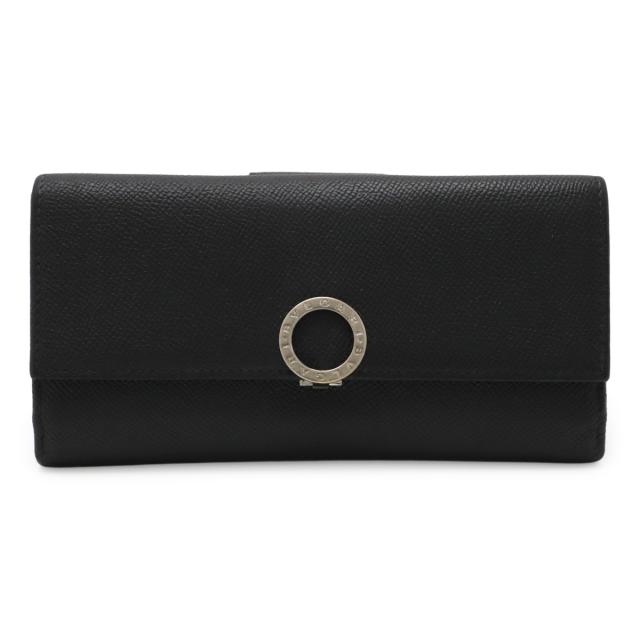BVLGARI ブルガリ ブルガリブルガリ ロゴクリップ ダブルホック Wホック 長財布 レザー ブラック 黒 ブルー シルバー金具 30416