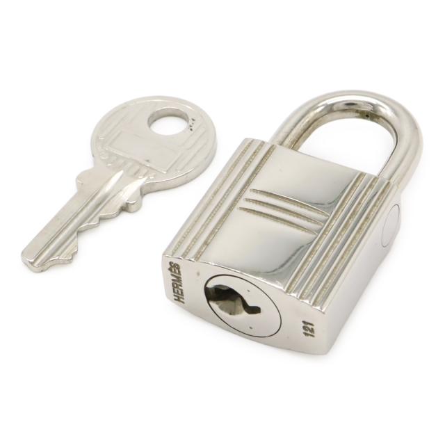 HERMES エルメス カデナ パドロック 南京錠 No.121 鍵 カギ キー付き メタル シルバー