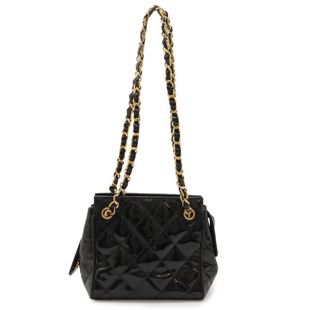 CHANEL シャネル マトラッセ チェーンバッグ ショルダーバッグ ミニバッグ エナメル パテントレザー ブラック 黒 ゴールド金具