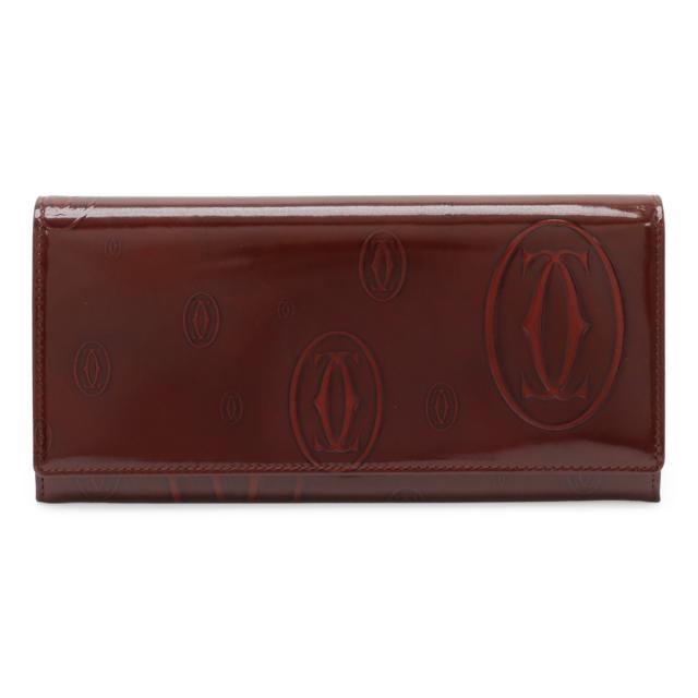 Cartier カルティエ ハッピーバースデー ハッピーバースデイ 2つ折長財布 二つ折り長財布 エナメル パテントレザー カーフ ボルドー L3000722