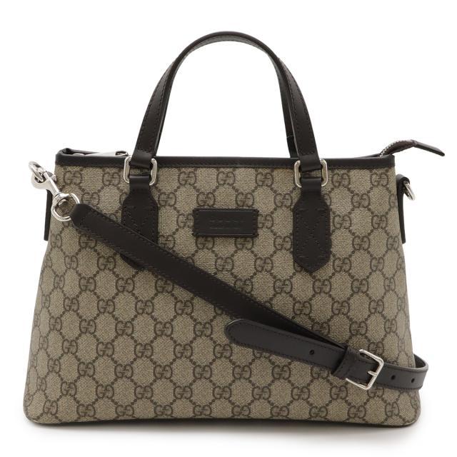 GUCCI グッチ GGスプリーム ハンドバッグ トートバッグ 2WAY ショルダーバッグ 斜め掛け レザー ベージュ ダークブラウン 茶 429019