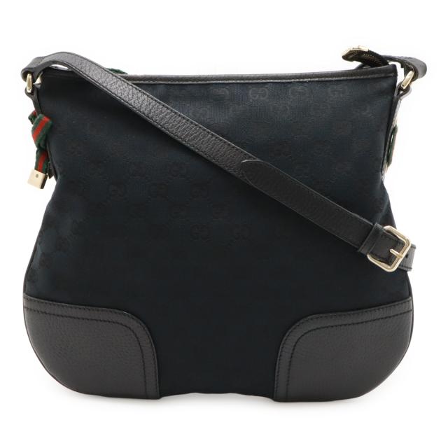 GUCCI グッチ GGキャンバス プリンシー リボン ショルダーバッグ 斜め掛け レザー ブラック グリーン レッド 204939