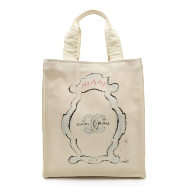 CHANEL シャネル マイアミ クルーズライン ココマーク トートバッグ ラージトート ショルダーバッグ 肩掛け キャンバス アイボリー A46069