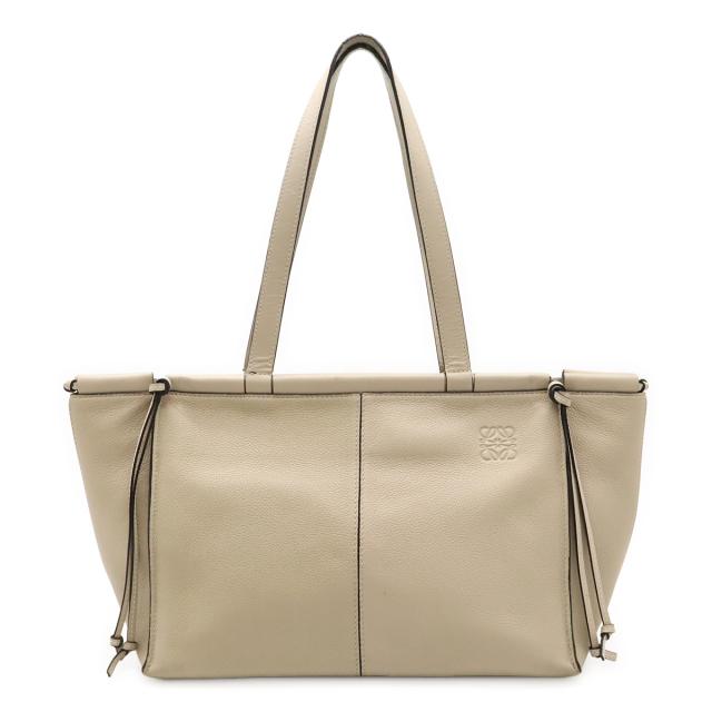 LOEWE ロエベ クッショントート スモール トートバッグ ショルダーバッグ セミショルダー レザー ライトオーツ ベージュ 309.12AA93