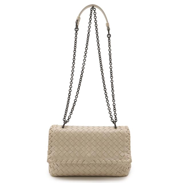 BOTTEGA VENETA ボッテガ ヴェネタ イントレチャート ベビー オリンピア ショルダーバッグ チェーンショルダー 2WAY トートバッグ レザー ベージュ