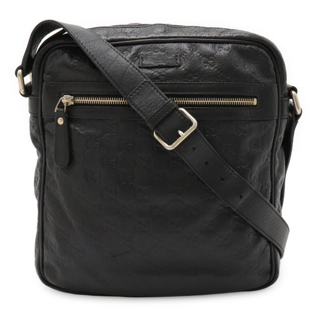 GUCCI グッチ グッチシマ ショルダーバッグ 斜め掛け レザー ブラック 黒 ゴールド金具 201448