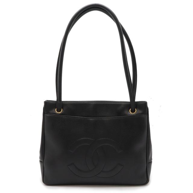 CHANEL シャネル ココマーク トートバッグ ショルダートート ショルダーバッグ セミショルダー キャビアスキン レザー ブラック 黒 ゴールド金具