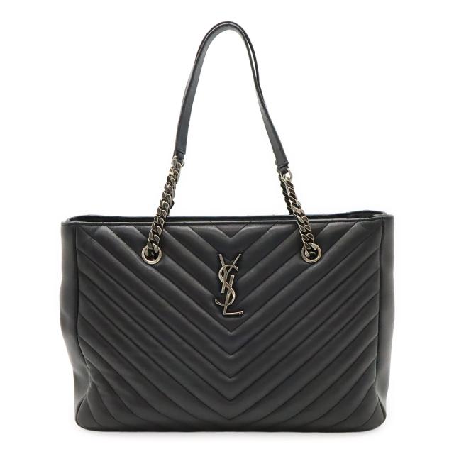 SAINT LAURENT PARIS サン ローラン パリ YSL イブサンローラン Vステッチ チェーンショルダー ショルダーバッグ トート レザー ブラック 392739