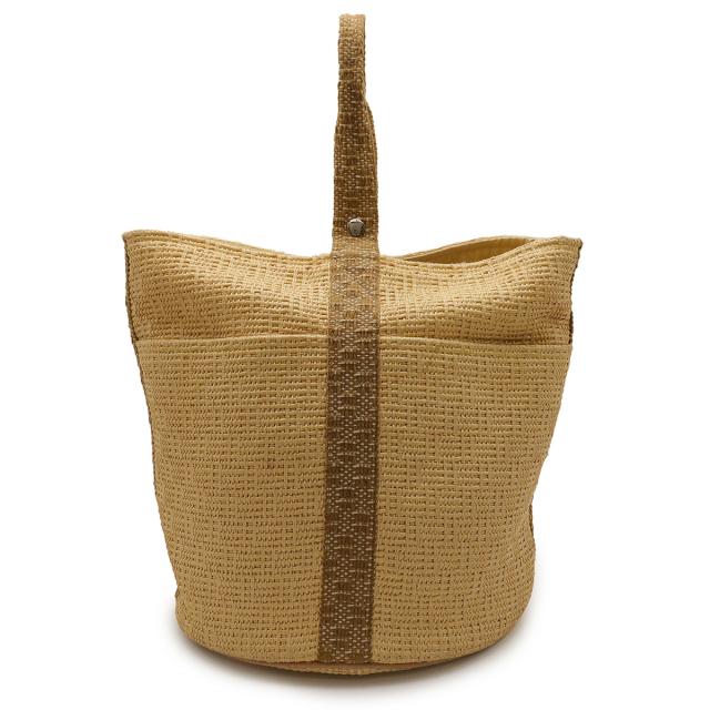 HERMES エルメス タムールGM ハンドバッグ ワンハンドル バケツバッグ かごバッグ カゴ セルロース コットン ナチュラル ベージュ シルバー金具