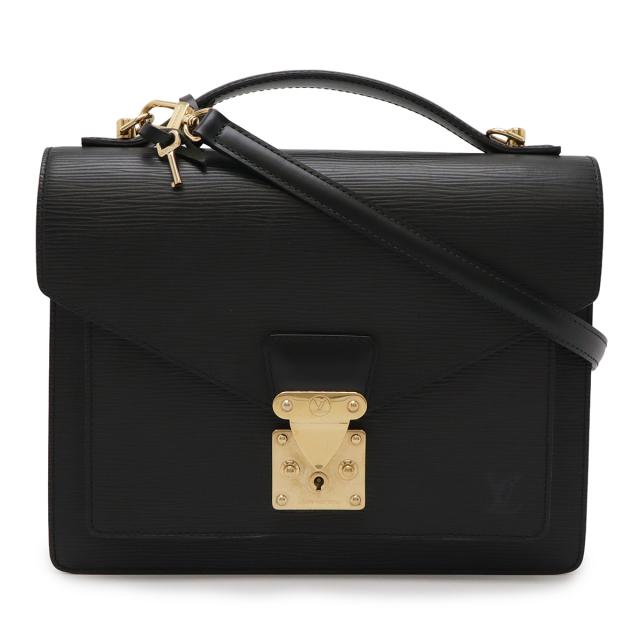 LOUIS VUITTON ルイ ヴィトン エピ モンソー ハンドバッグ セカンドバッグ 2WAY ショルダーバッグ ノワール 黒 ブラック ゴールド金具 M52122
