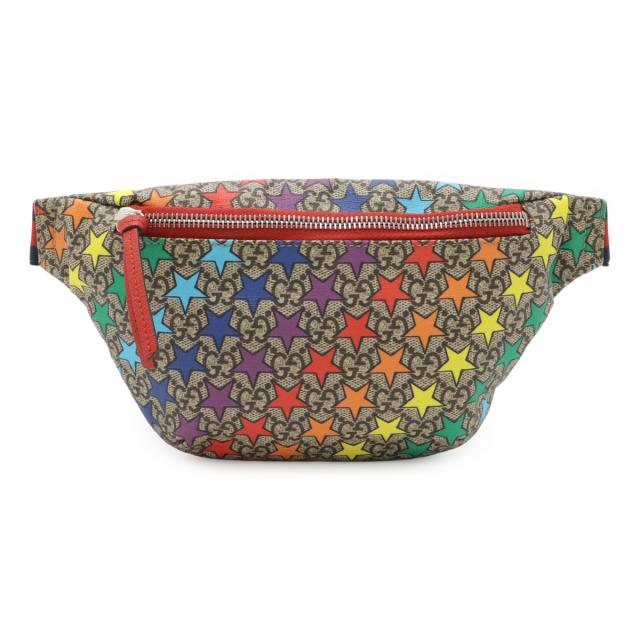 GUCCI グッチ チルドレンズ GGスプリーム スター 星 プリント ウエストポーチ ボディバッグ ベルトバッグ PVC ベージュ マルチカラー 502095