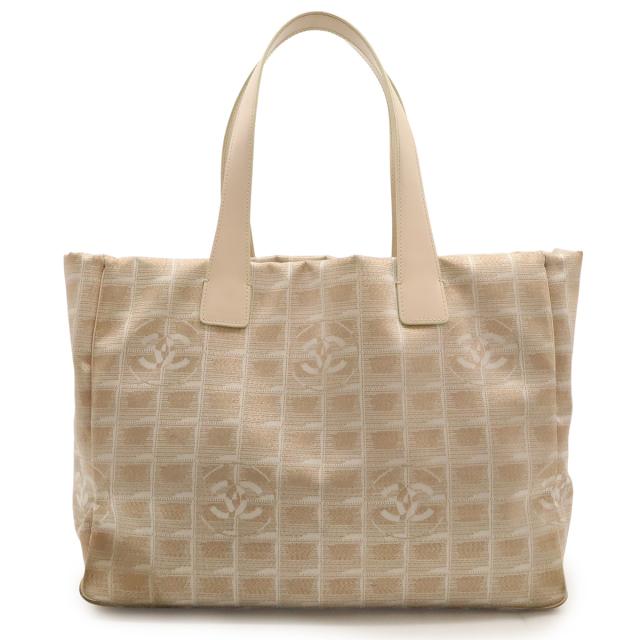 CHANEL シャネル ニュートラベルライン Newトラベルライン トートMM トートバッグ ショルダーバッグ ラメ ナイロン レザー ピンクベージュ A15991