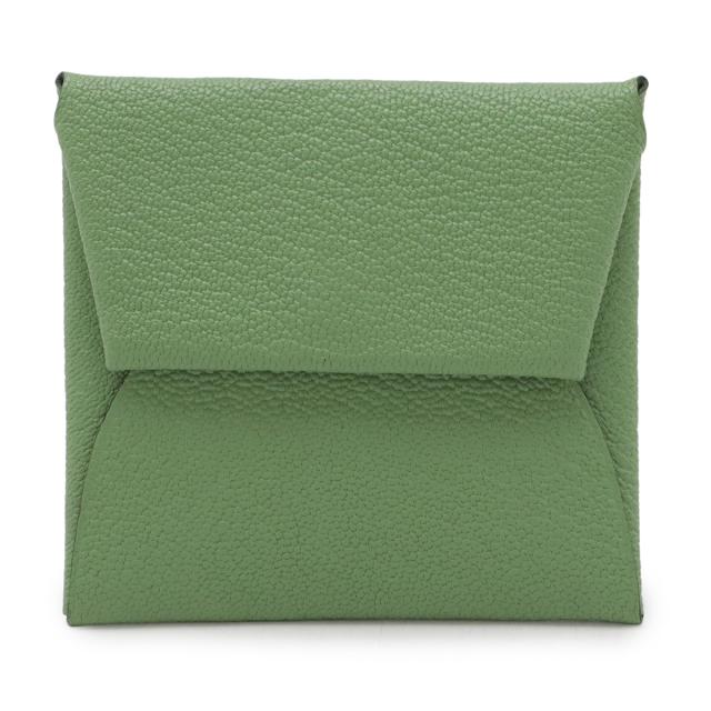 HERMES エルメス バスティア ケース 小銭入れ パース シェーブル レザー ヴェールクリケット ミントグリーン シルバー金具 Ｗ刻印