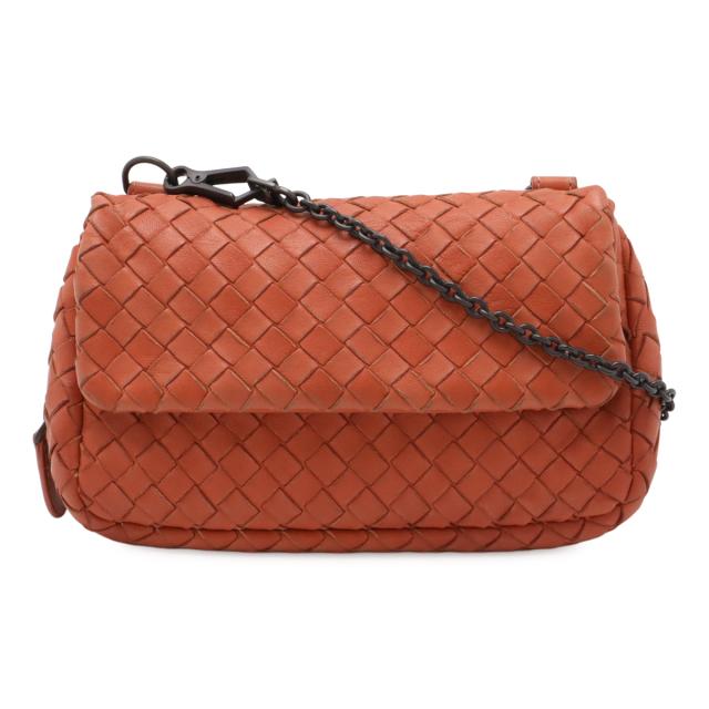 BOTTEGA VENETA ボッテガ ヴェネタ イントレチャート チェーンショルダーバッグ ポシェット 2WAY クラッチバッグ ポーチ レザー テラコッタ 310774