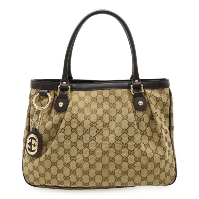 GUCCI グッチ GGキャンバス スーキー トートバッグ ショルダーバッグ ショルダートート レザー カーキベージュ ブラウン 茶 ゴールド金具 296835