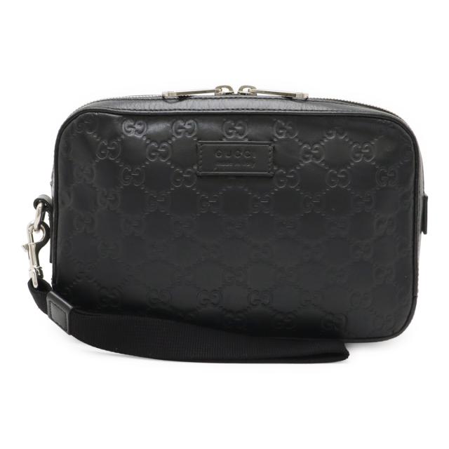 GUCCI グッチ グッチシマ セカンドバッグ クラッチバッグ ハンドバッグ レザー ブラック 黒 シルバー金具 475429