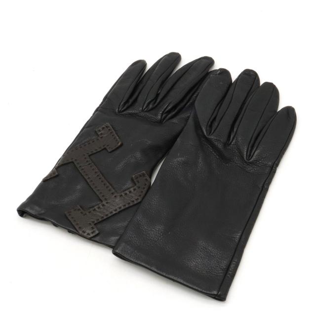HERMES エルメス Hロゴ グローブ 革手袋 レザー ブラック 黒 #7