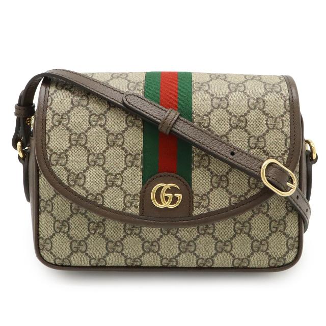 GUCCI グッチ オフィディア GGスプリーム スモール ショルダーバッグ ウェブストライプストラップ 2WAY クラッチバッグ PVC ベージュ 722117