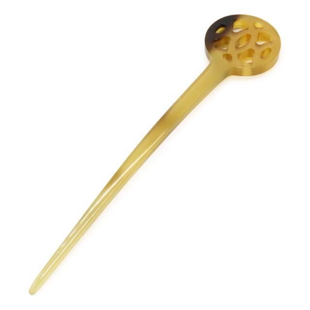 HERMES エルメス ロカイユ かんざし 簪 髪飾り ヘアアクセサリー バッファローホーン ベージュ ブラウン 茶