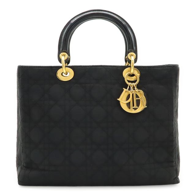 Christian Dior クリスチャン ディオール レディディオール カナージュ ハンドバッグ トートバッグ ナイロン ブラック 黒 ゴールド金具