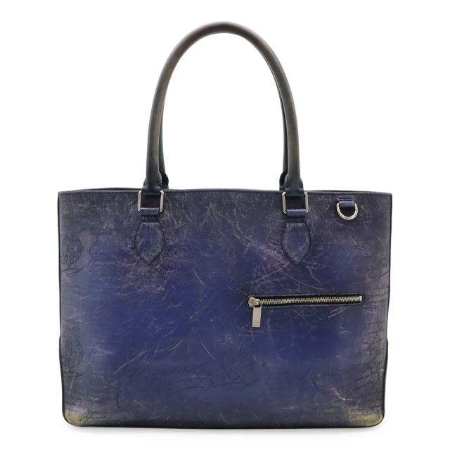 Berluti ベルルッティ トゥジュール カリグラフィ トートバッグ ビジネスバッグ 肩掛け ヴェネチアンレザー ブルー 青