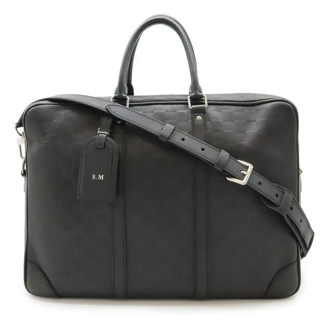 LOUIS VUITTON ルイ ヴィトン ダミエアンフィニ ポルト ドキュマン ヴォワヤージュGM ブリーフケース 2WAY ショルダー オニキス 黒 ブラック N41147