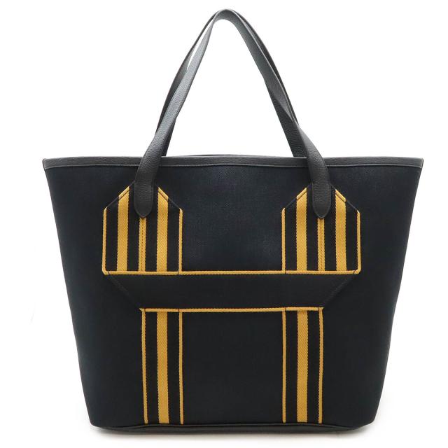 HERMES エルメス PURSANGLE ピュールサングル トートバッグ ラージトート ショルダーバッグ キャンバス レザー ブラック 黒 イエロー 黄色 U刻印
