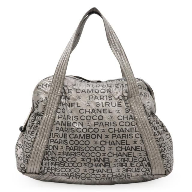 CHANEL シャネル アンリミテッド ロゴ トートバッグ ショルダーバッグ ショルダートート セミショルダー 肩掛け ナイロン シルバー A46114
